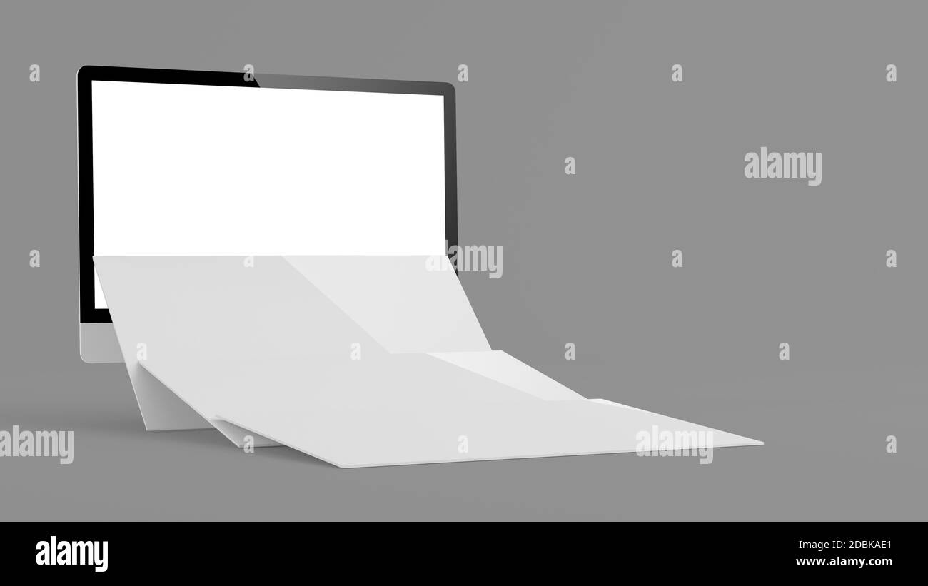 falling screens mock up 3d rendering Stock Photo - Alamy