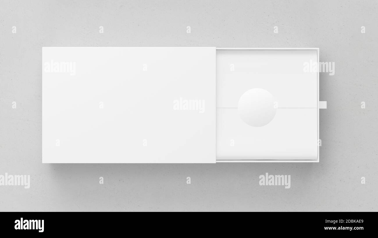 Open box top view with wrapping paper mock up Stock Photo - Alamy