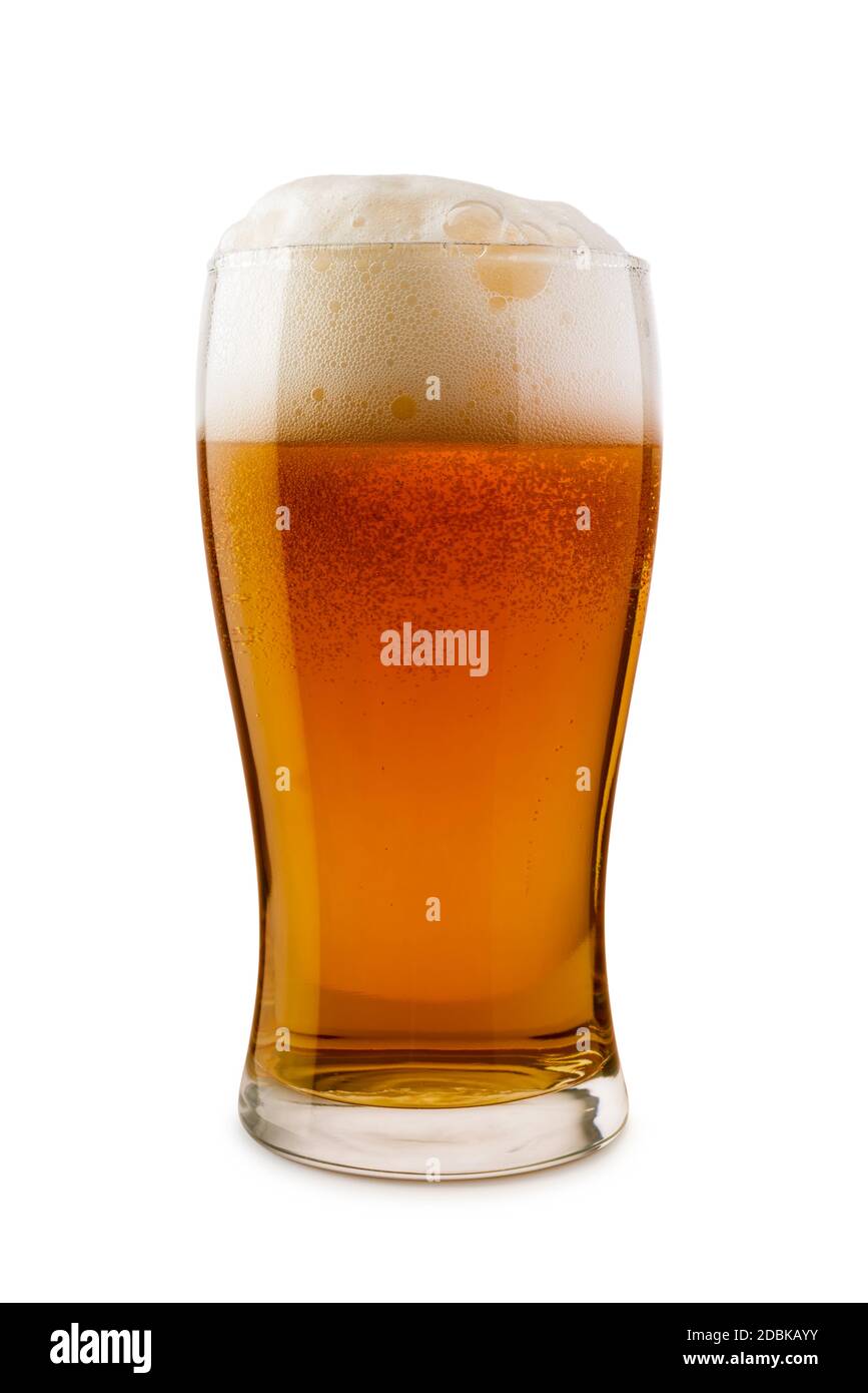 glass of red beer with foam, isolated on white background Stock Photo ...