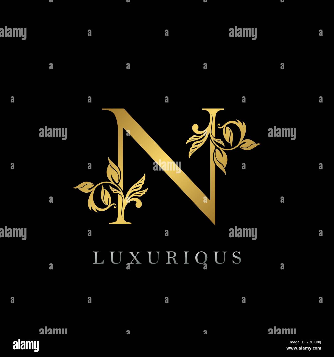 Golden Letter N Luxury Logo Icon, Vintage Design Template Stock Vector ...