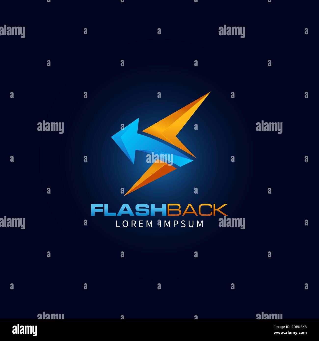 Flash Back Modern Technology Logo Concept Back Arrow with Thunder Bolt ...