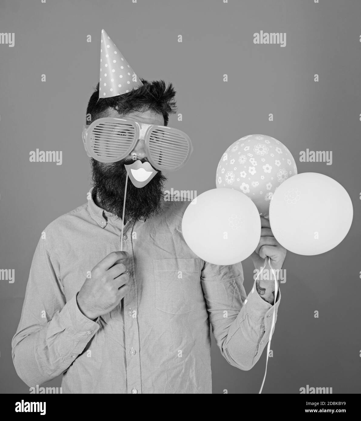 Happy birthday celebrating concept Black and White Stock Photos ...