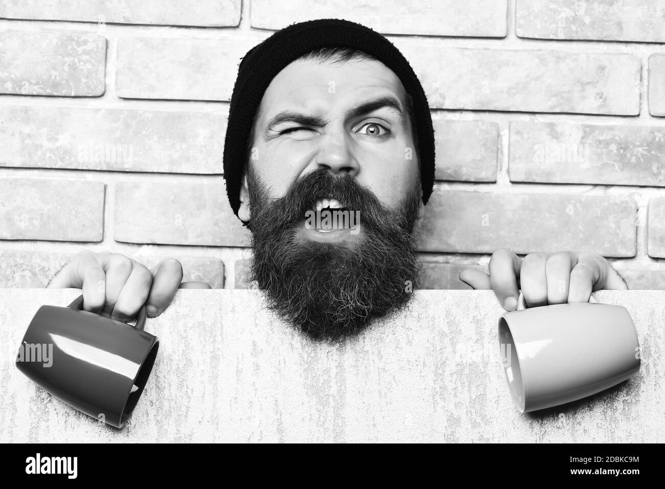 Bearded man, long beard. Brutal caucasian funny unshaven hipster in ... Bearded man, long beard. Brutal caucasian funny unshaven hipster in ...