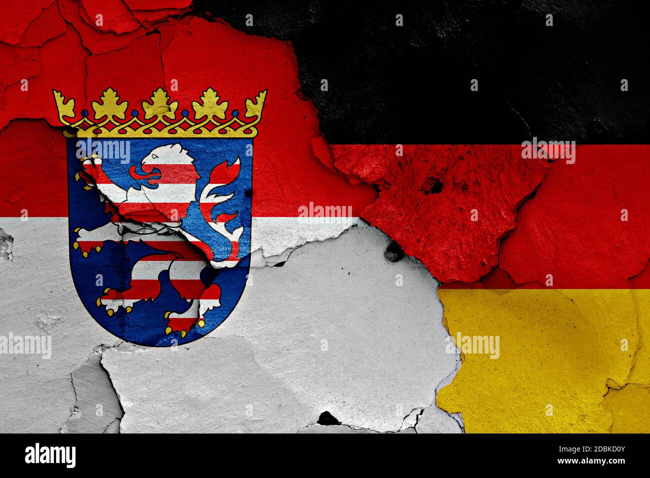 flags of Hesse and Germany painted on cracked wall Stock Photo - Alamy