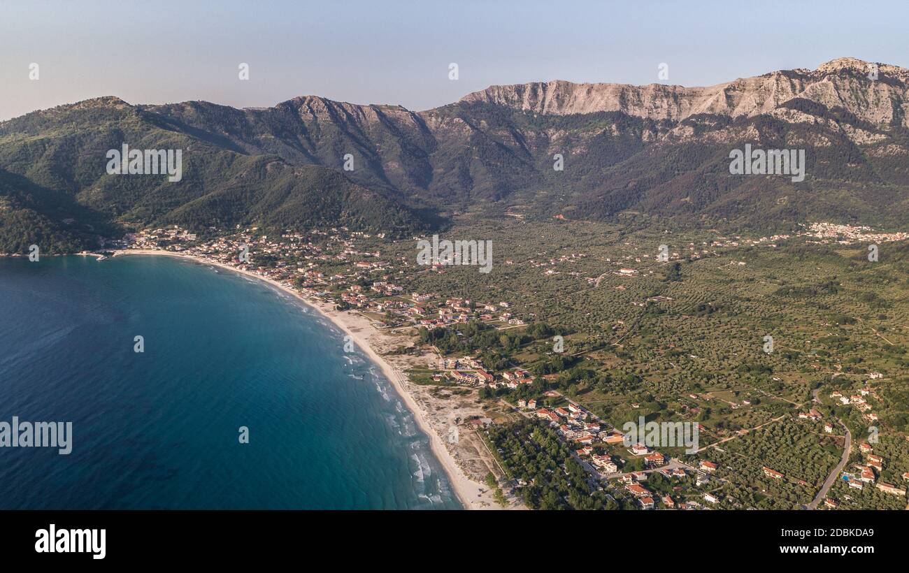 Psili Ammos beach, Thassos island, Greece. It is known as Golden beach ...