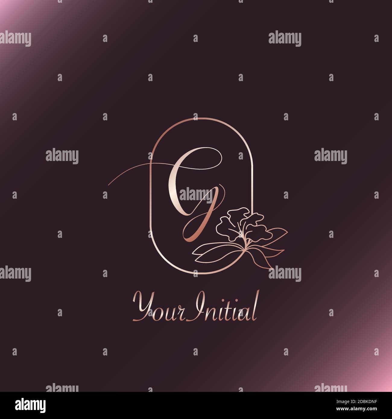 Gold Rose Feminine Initial G Letter Logo Concept Monogram Frame Nature ...