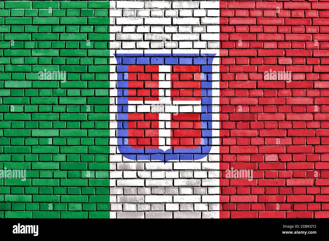flag of Kingdom of Italy painted on brick wall Stock Photo - Alamy