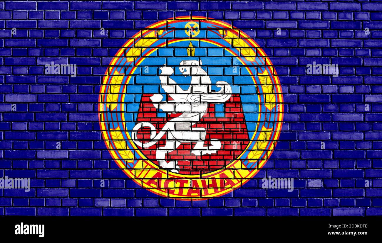 flag of Astana painted on brick wall Stock Photo - Alamy