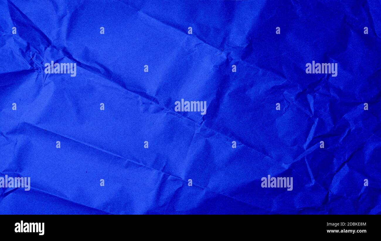 crumpled blank sheet of blue wrapping kraft paper, vintage texture for ...