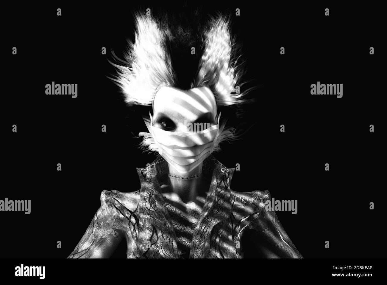 3D Illustration of a gothic female face with mask Stock Photo - Alamy