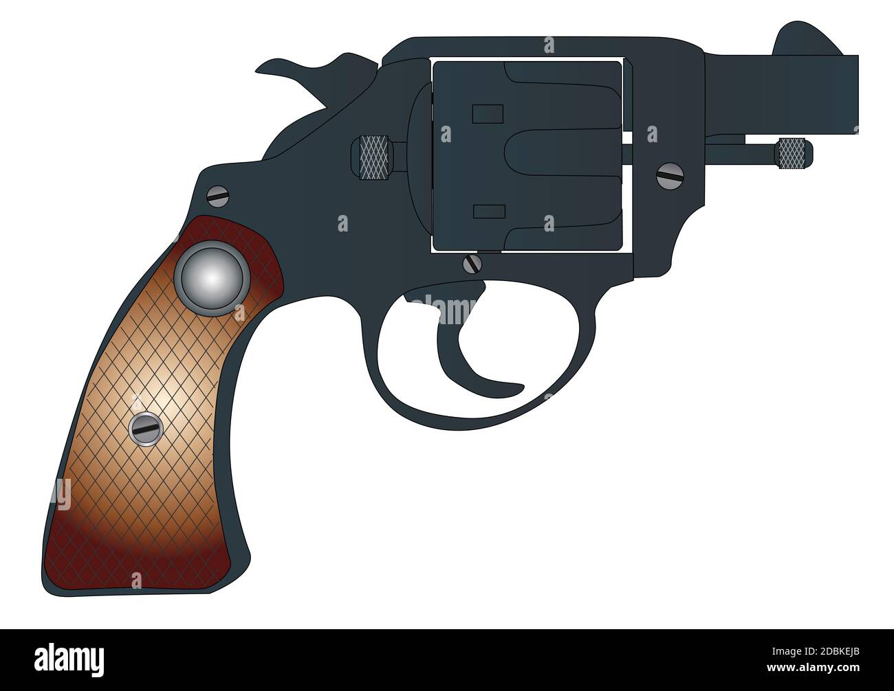 A snub nose handgun as used by police forces, isolated over a white ...