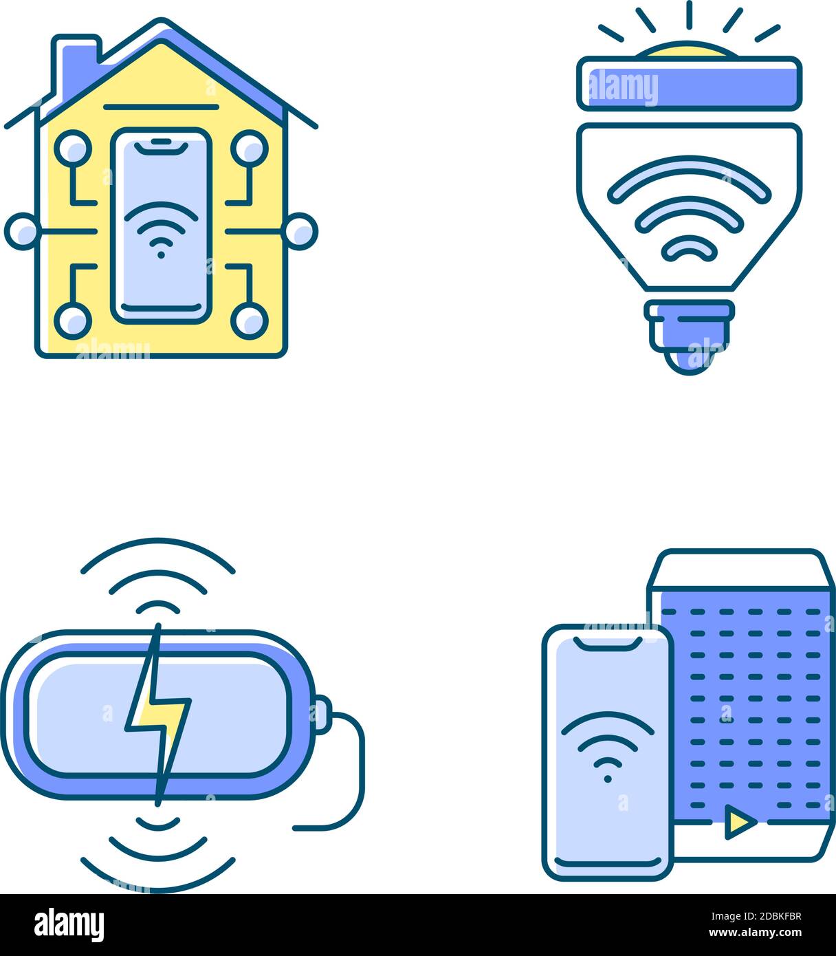 Remote access to different devices RGB color icons set Stock Vector ...