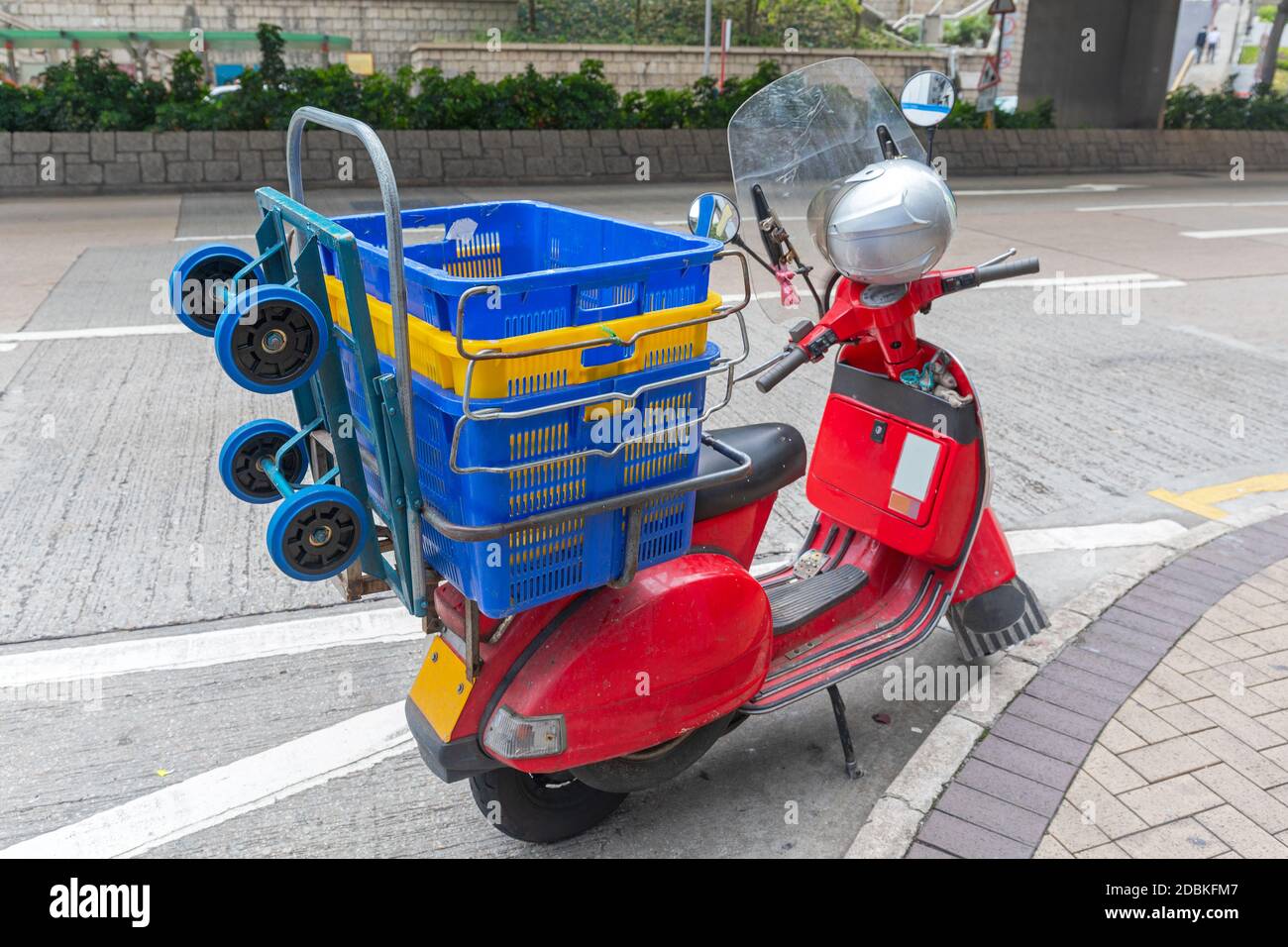 Crates and Cart Scooter Delivery in Hong Kong Stock Photo - Alamy
