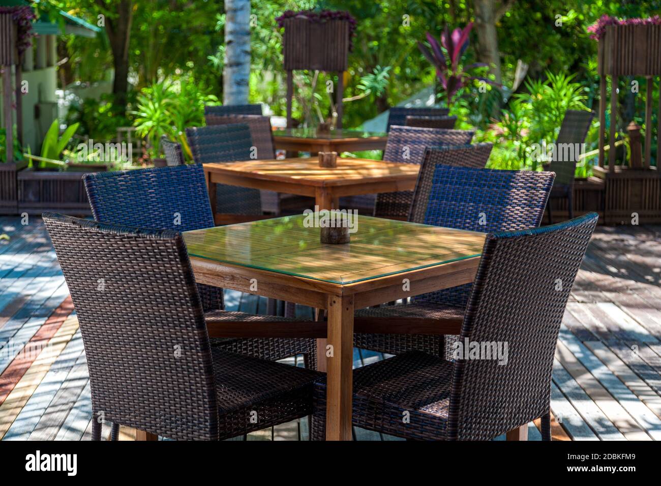 Furniture with chairs and tables in a cafe Stock Photo - Alamy