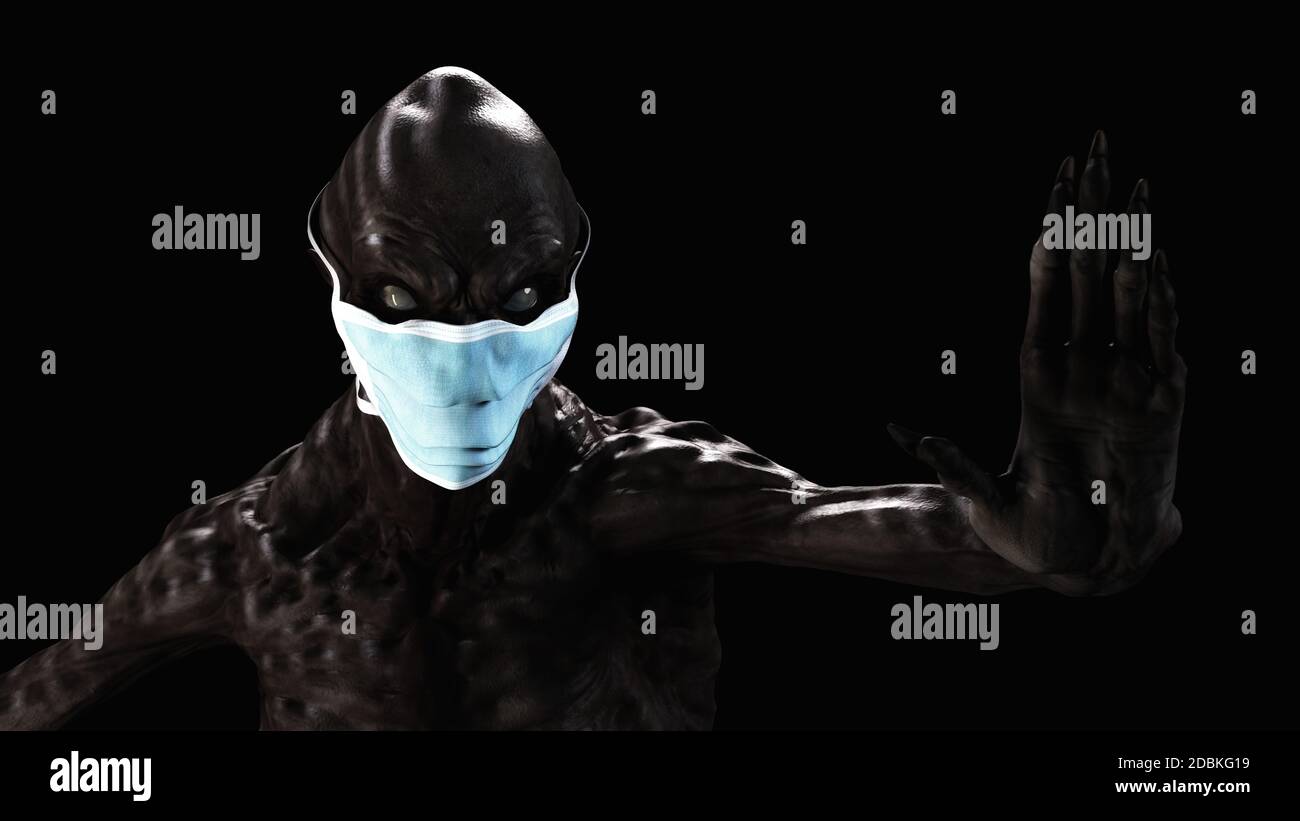 3D Illustration of a monster face with mask Stock Photo - Alamy