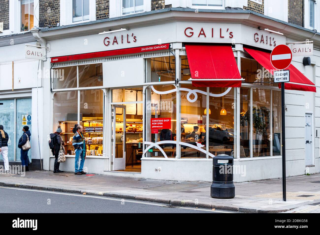 Customers outside a branch of Gail's Bakery in Kentish Town, London, UK ...