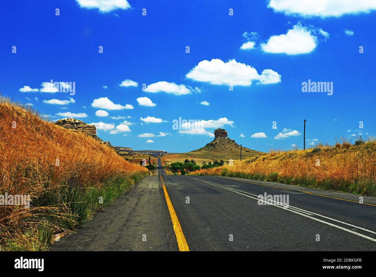 Driving through the Golden Gate Highlands National Park, South Stock ...