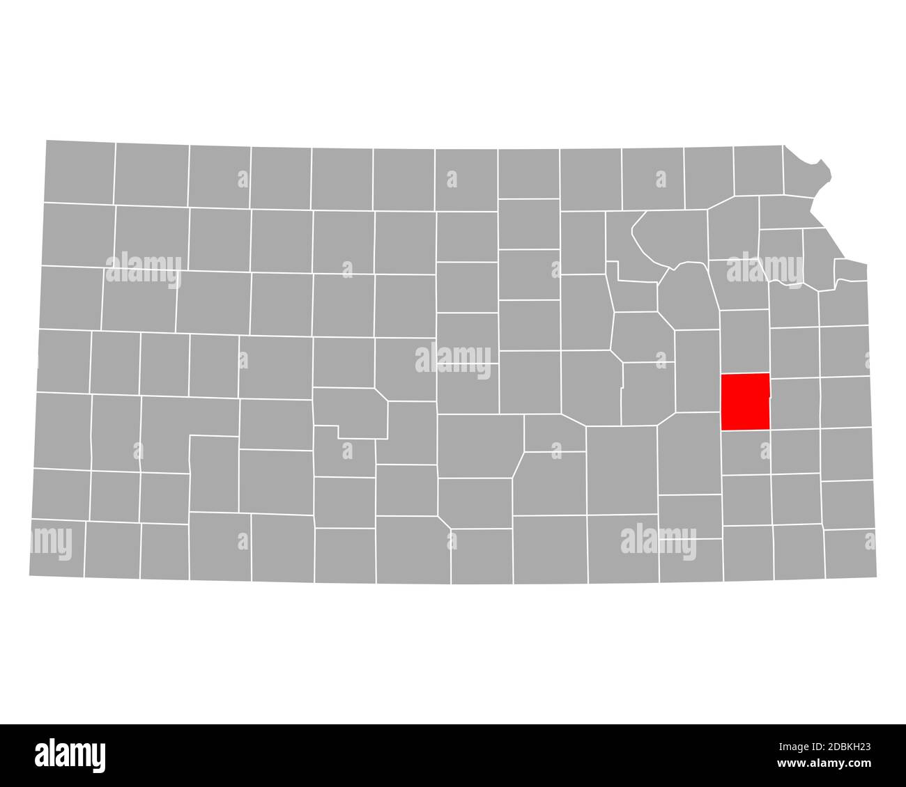 Map of Coffey in Kansas Stock Photo - Alamy