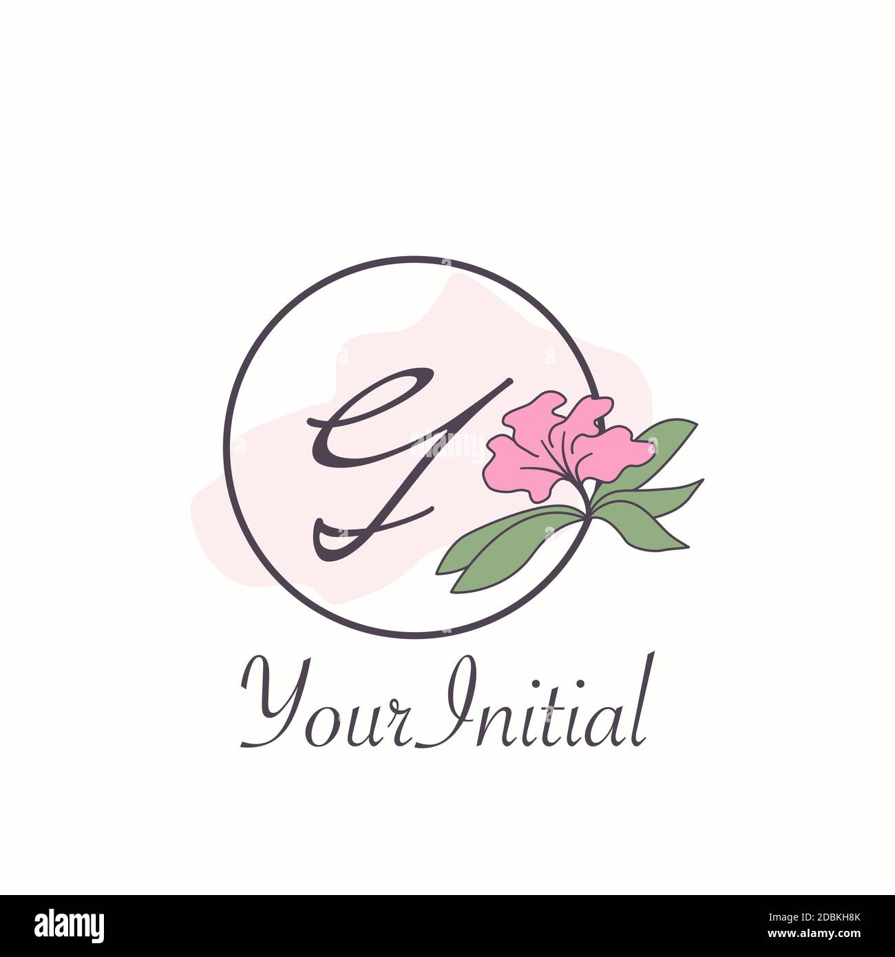 Monogram Feminine Initial G Letter Logo Concept Circle Nature Flower ...