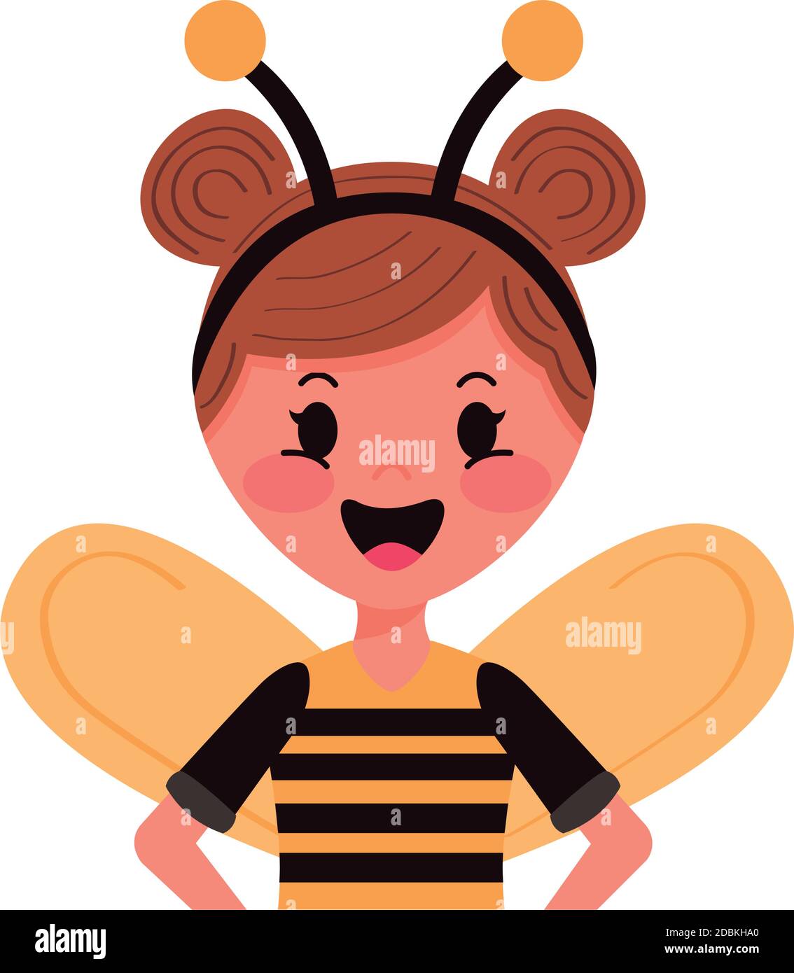 little girl with bee disguise character vector illustration design ...