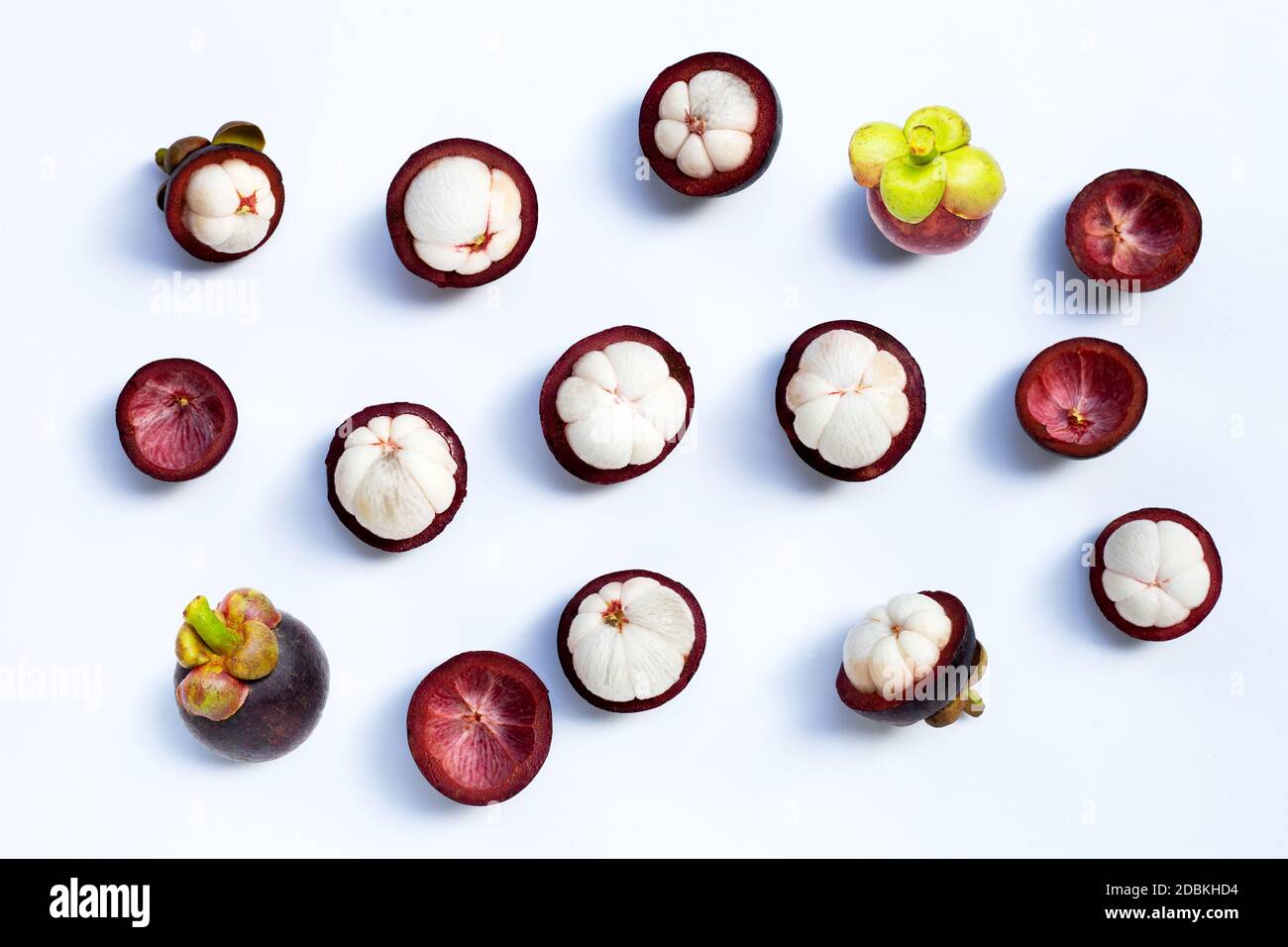 Mangosteen on white background Stock Photo - Alamy