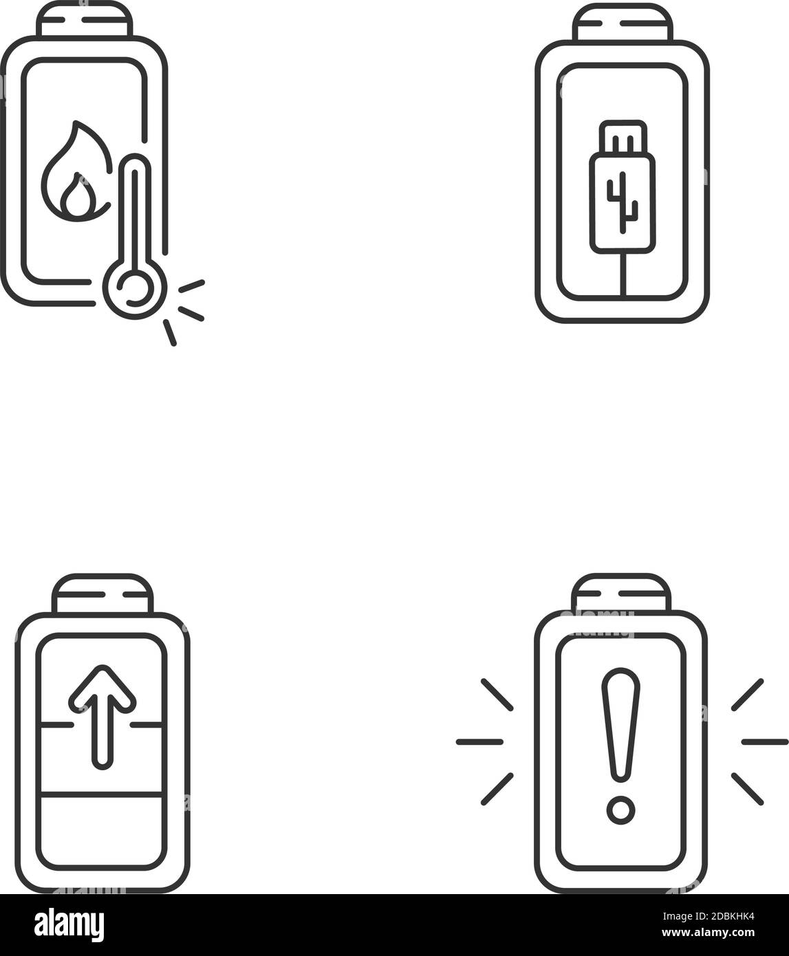 Battery cable charging process linear icons set Stock Vector Image ...