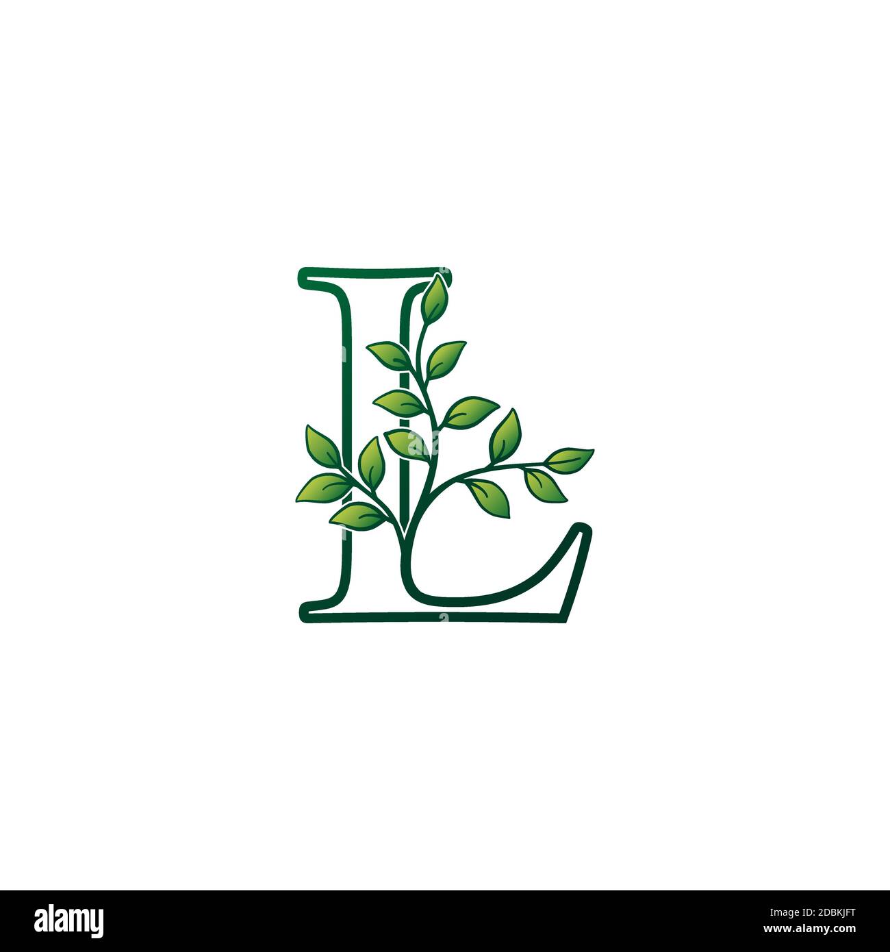 Monogram L Letter Logo Concept Green Nature Green Leaf Design Stock ...