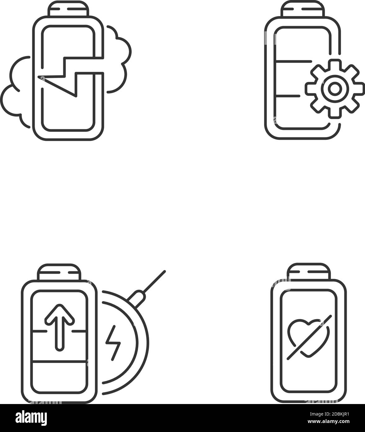 Proper battery usage linear icons set Stock Vector Image & Art - Alamy