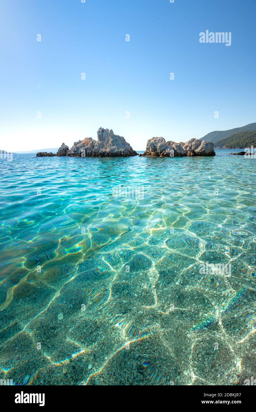 Amazing beach of Milia, Skopelos, Greece Stock Photo - Alamy