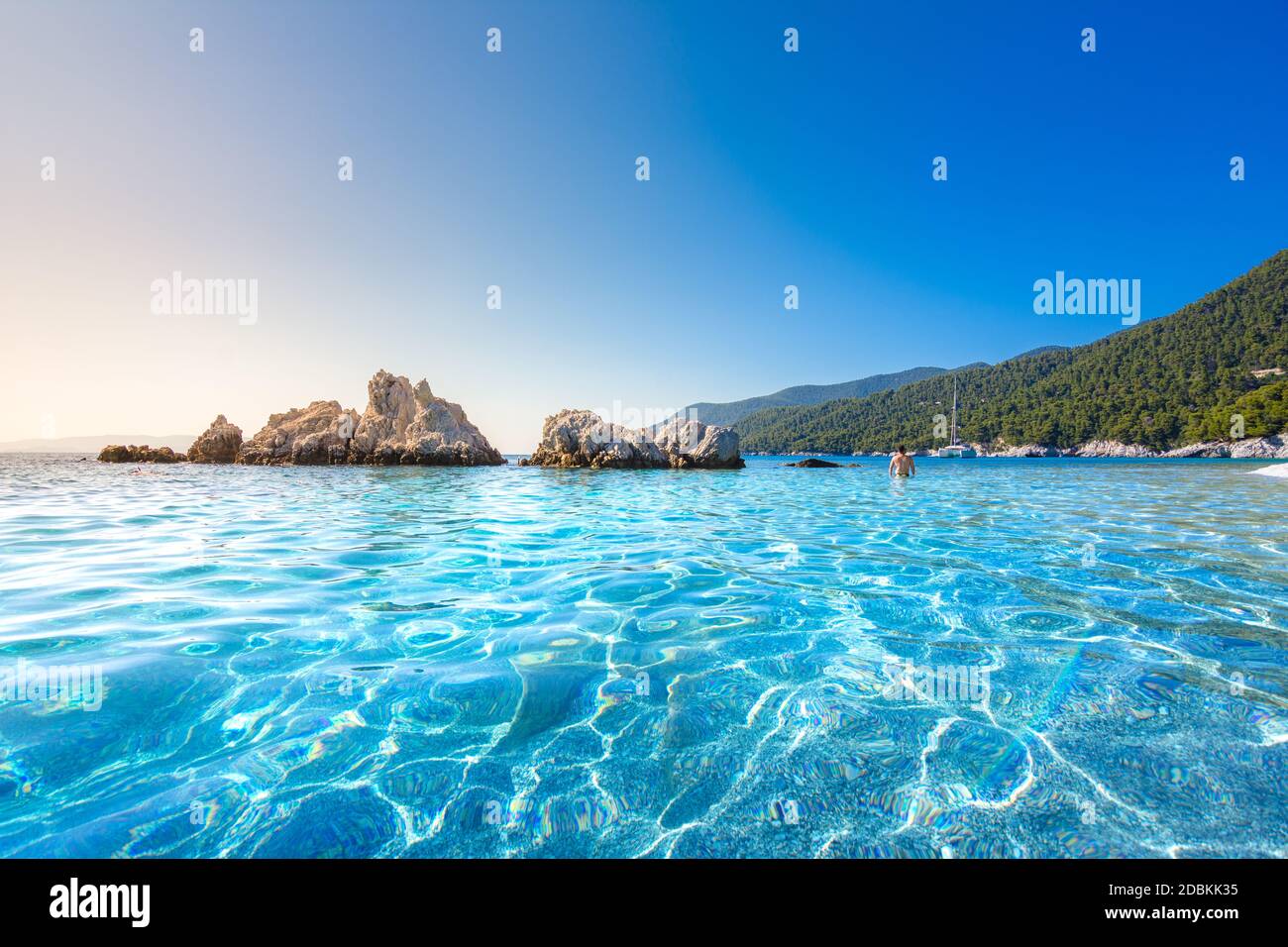 Amazing beach of Milia, Skopelos, Greece Stock Photo - Alamy