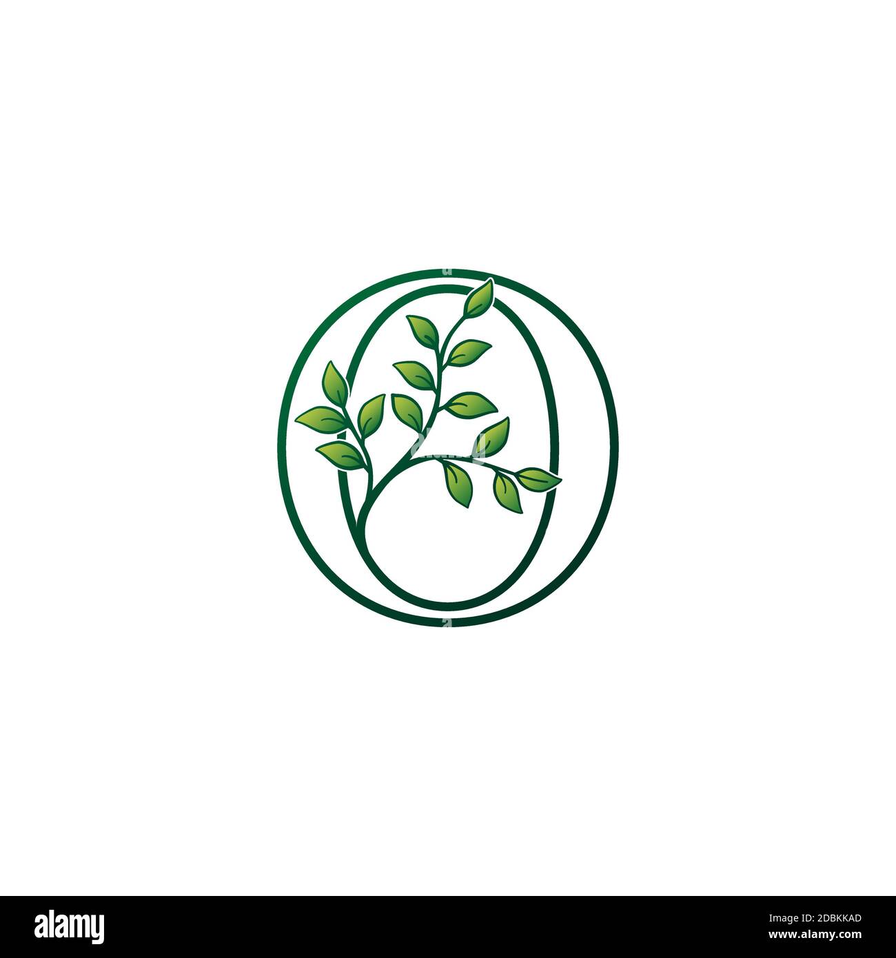 Monogram O Letter Logo Concept Green Nature Green Leaf Design Stock ...