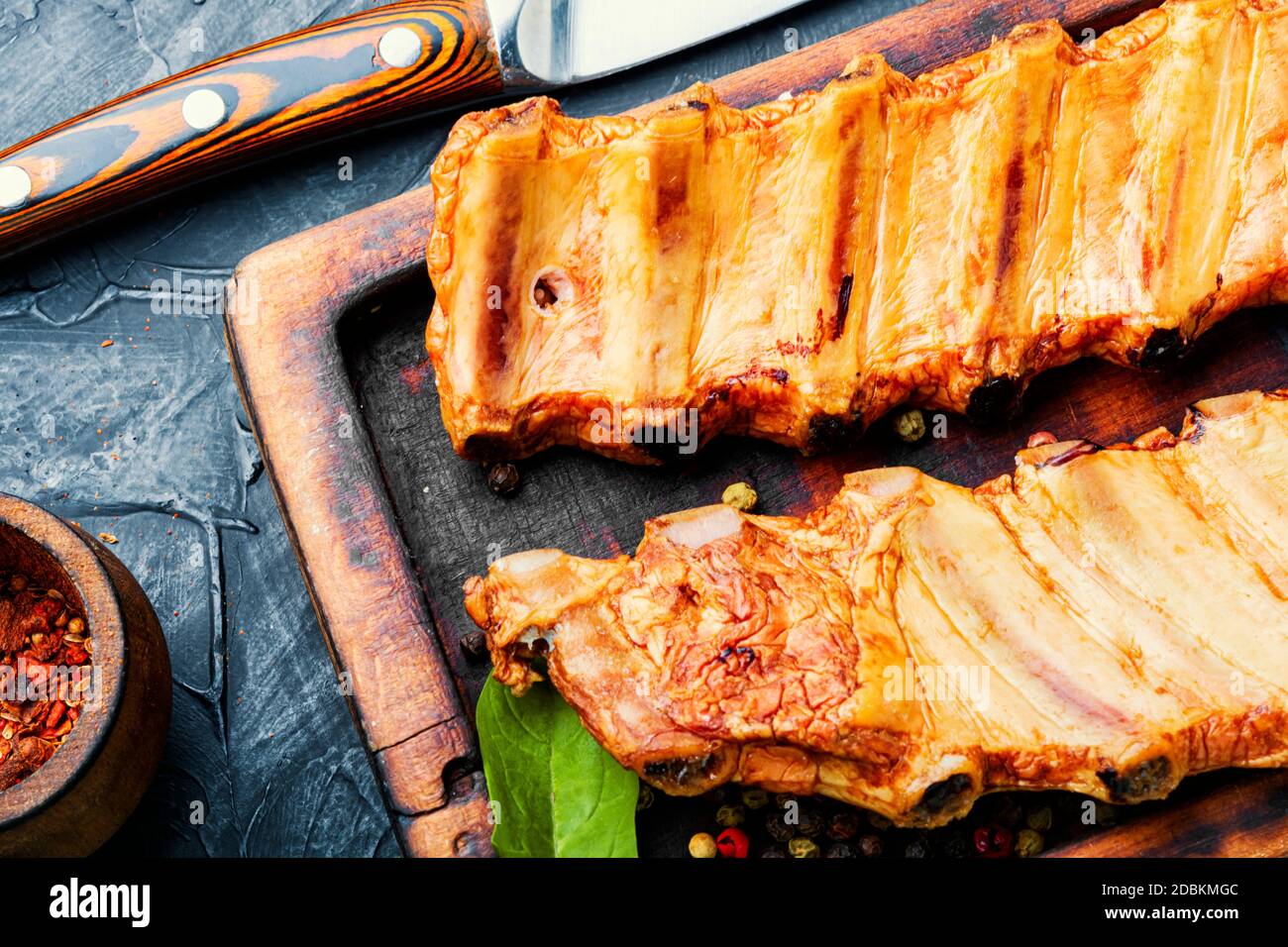 Appetizing pork meat or smoked pork ribs Stock Photo - Alamy