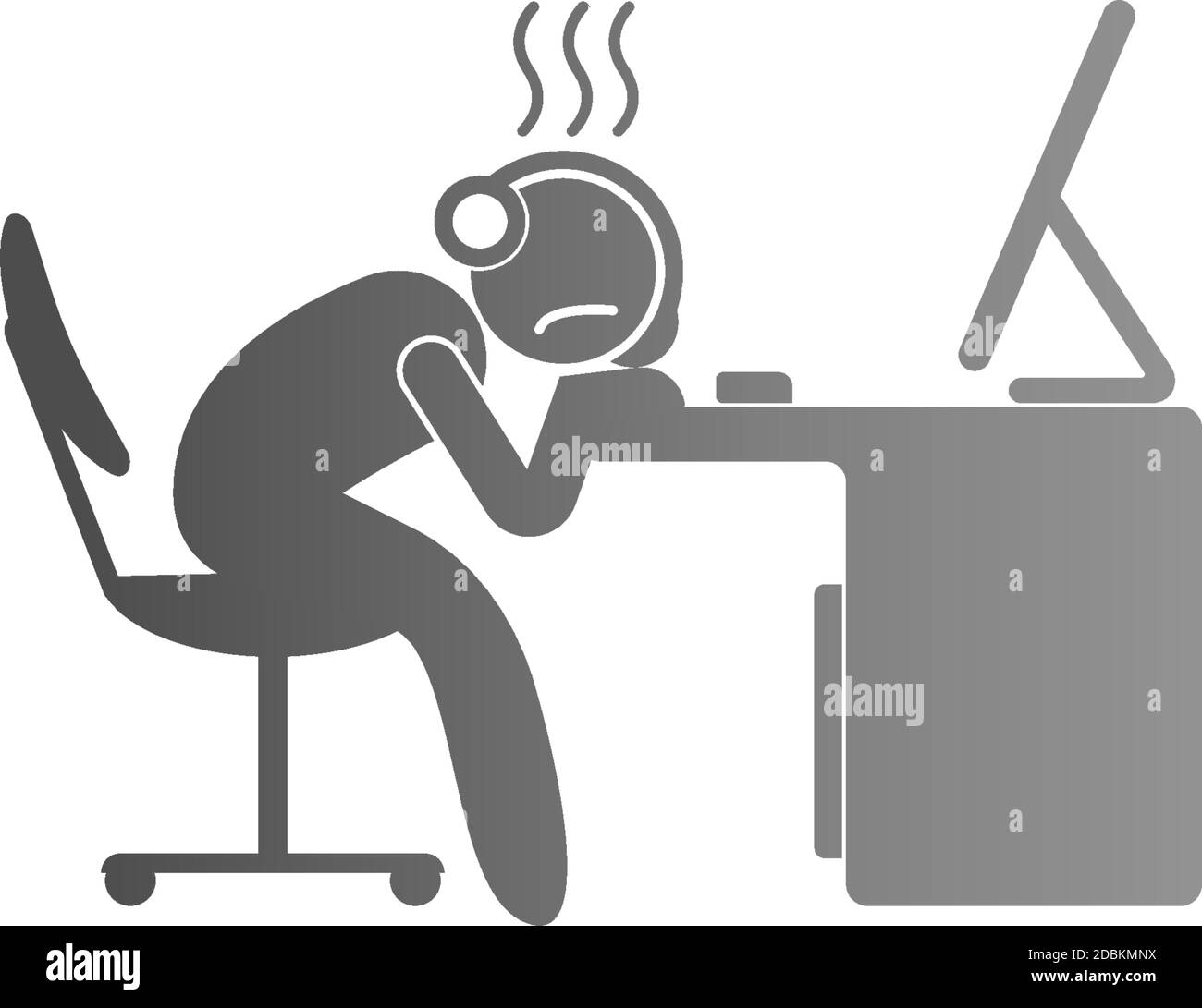 The condition of a man working hard at the computer Stock Vector Image ...