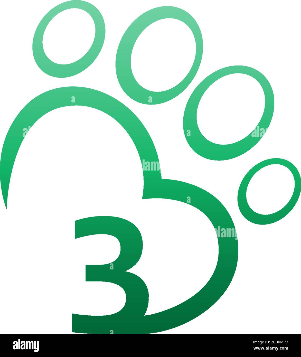 Number 3 icon on paw prints logo design Stock Vector Image & Art - Alamy