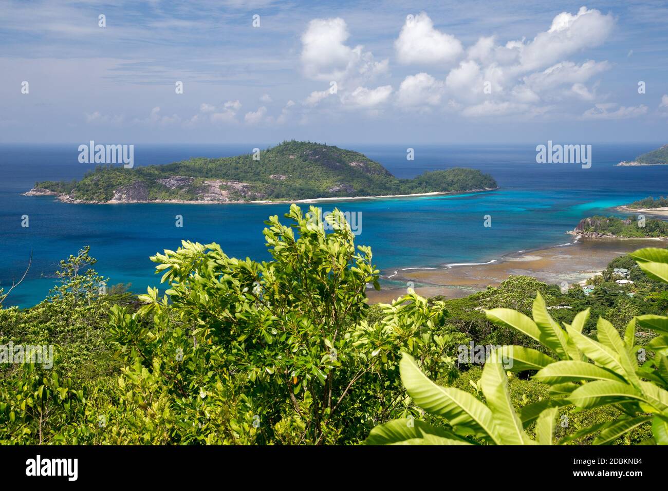 View to another islands in the Indian ocean with a lot of green plants ...