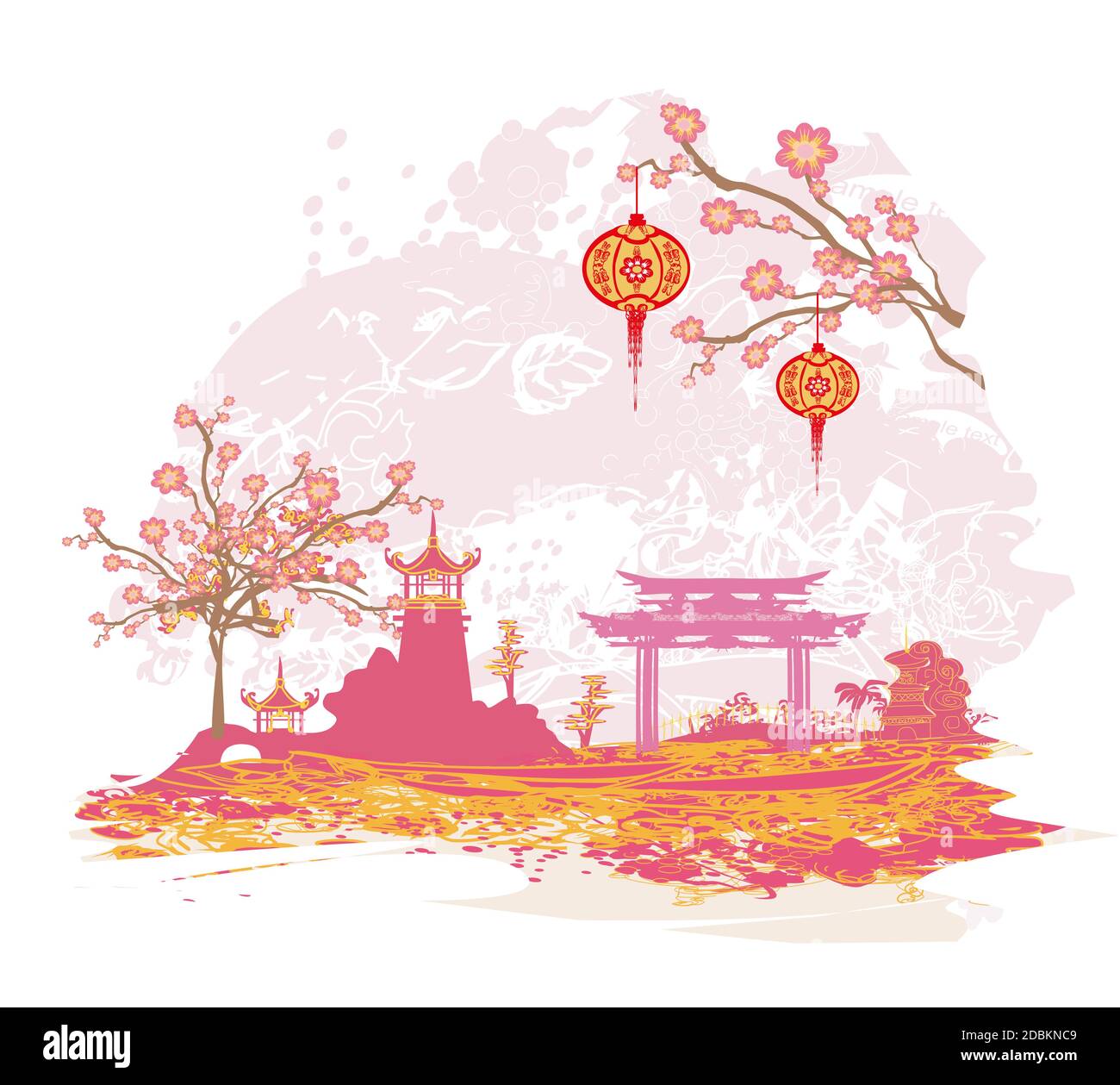 Abstract Asian Landscape card Stock Photo - Alamy