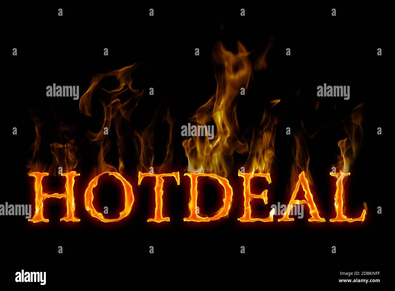 Hot deal lettering burning english on fire Stock Photo - Alamy