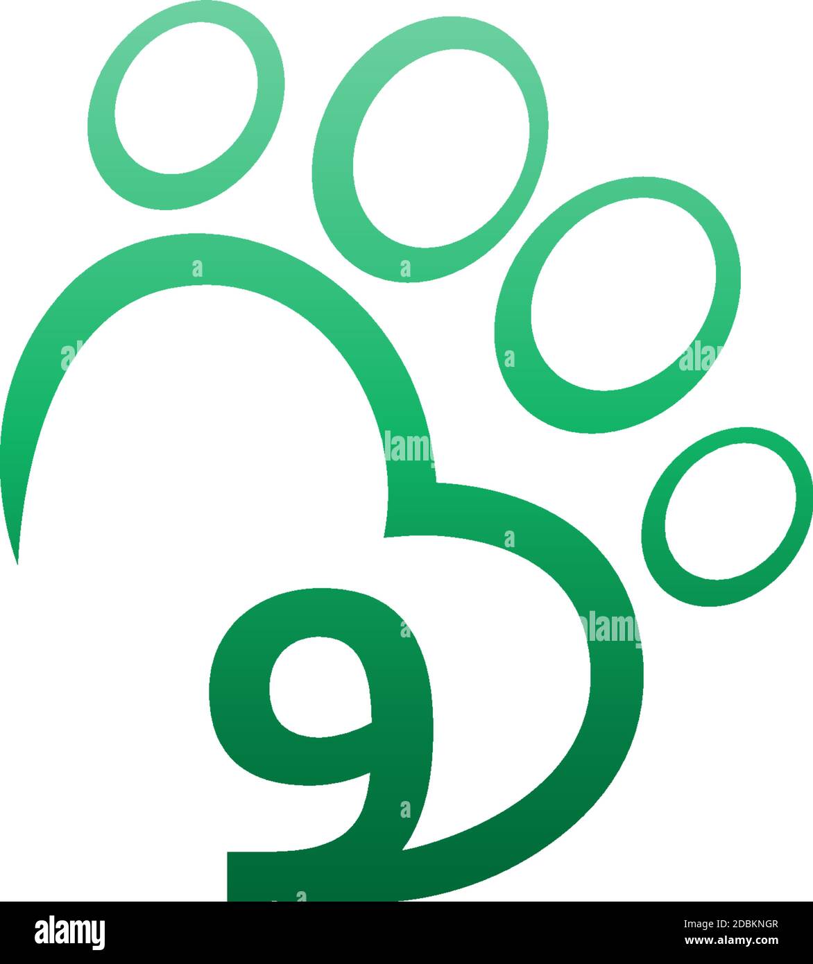 Number 9 icon on paw prints logo design Stock Vector Image & Art - Alamy