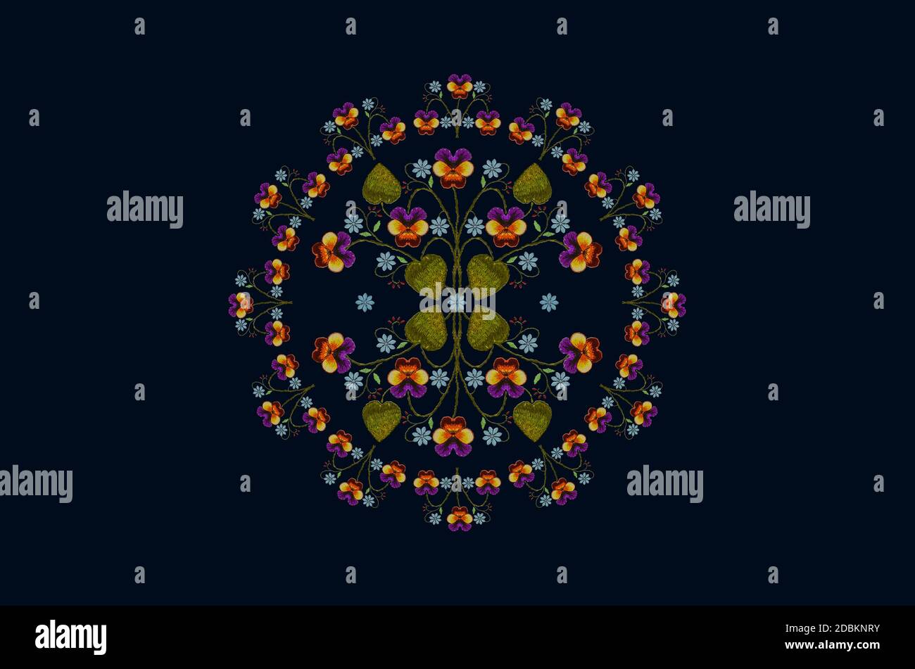 Beautiful oval pattern for embroidery of wreath of branches with ...