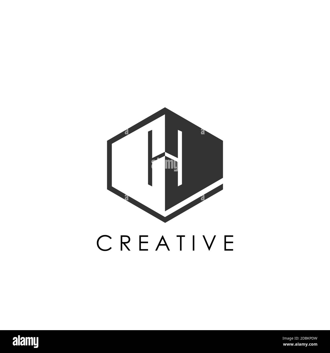 Minimal Geometric Letter H Initial Logo Concept Hexagon with negative ...