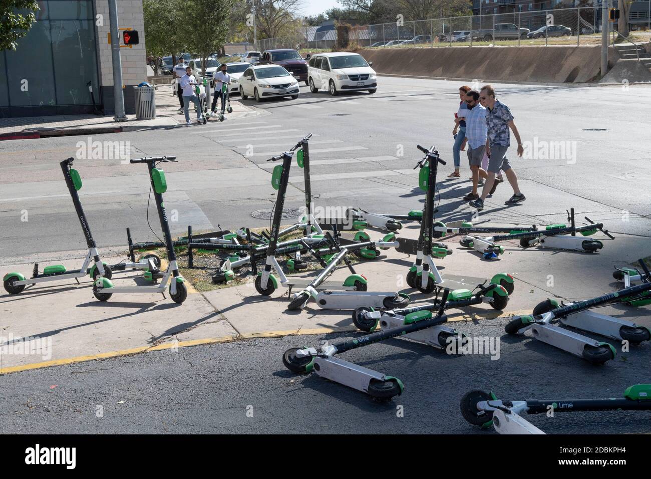 Austin, Texas, USA. 15th Nov, 2020. Electric scooters litter the ...