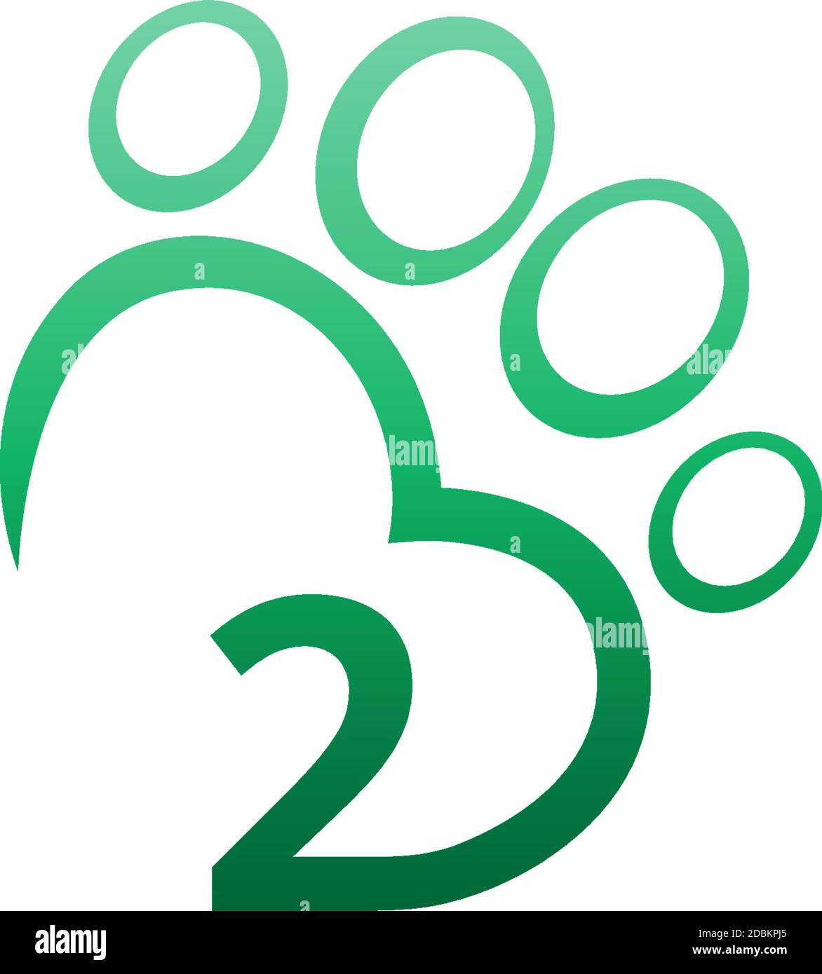 Number 2 icon on paw prints logo design Stock Vector Image & Art - Alamy
