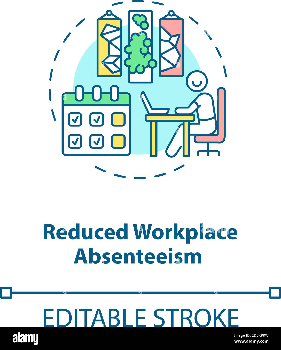 Reduced workplace absenteeism concept icon Stock Vector Image & Art - Alamy