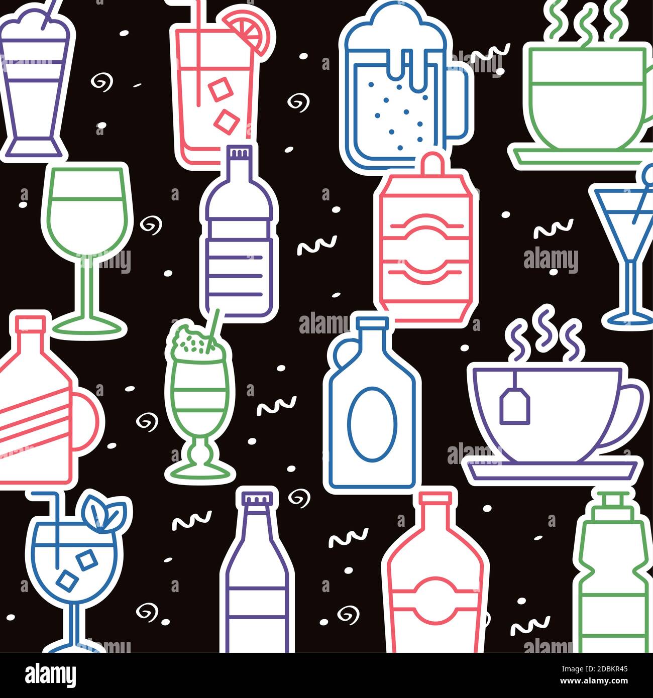 bundle of beverages pattern icons vector illustration design Stock ...