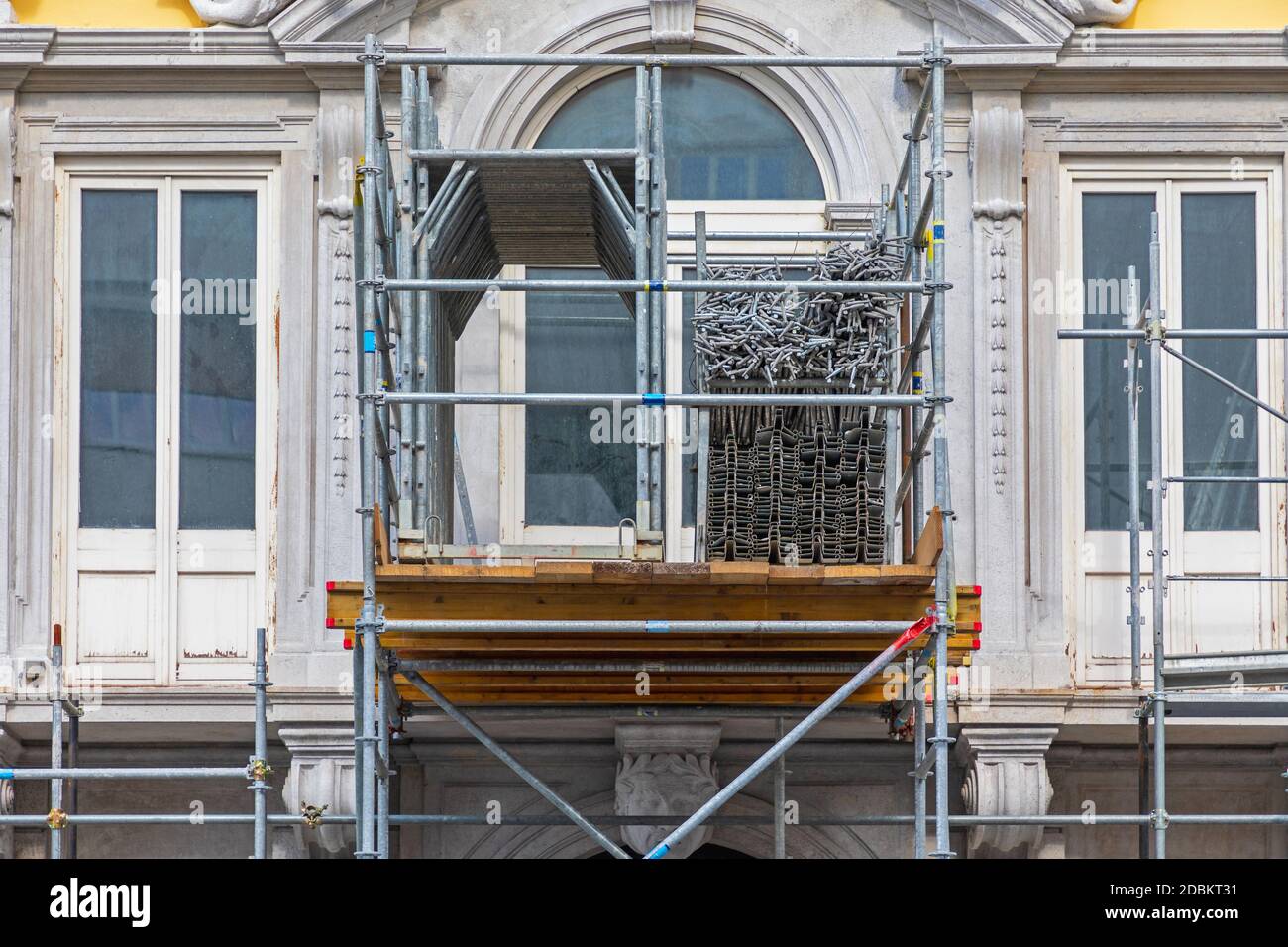 Building Scaffolding at Construction Site Trieste Italy Stock Photo - Alamy