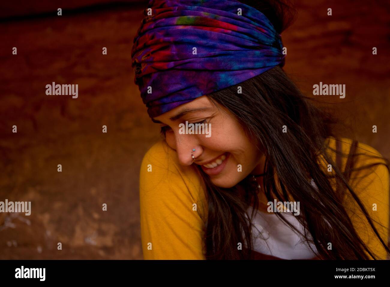 Portrait of young woman, Natural Bridges, Utah, USA Stock Photo - Alamy