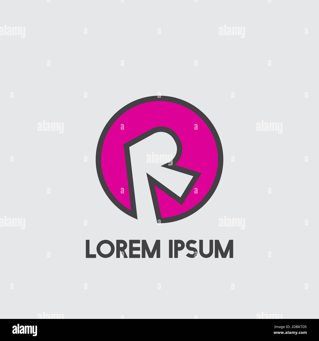 R Negative Space Initial Logo Concept Circle Icon Vector Template Stock ...