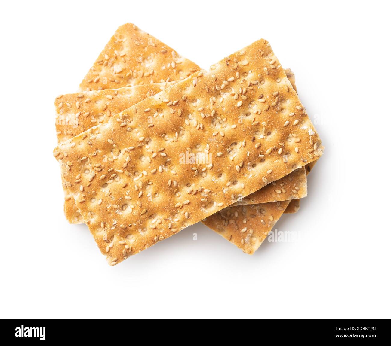 Knackebrot. Wholegrain crispbread with sesame seed isolated on white ...