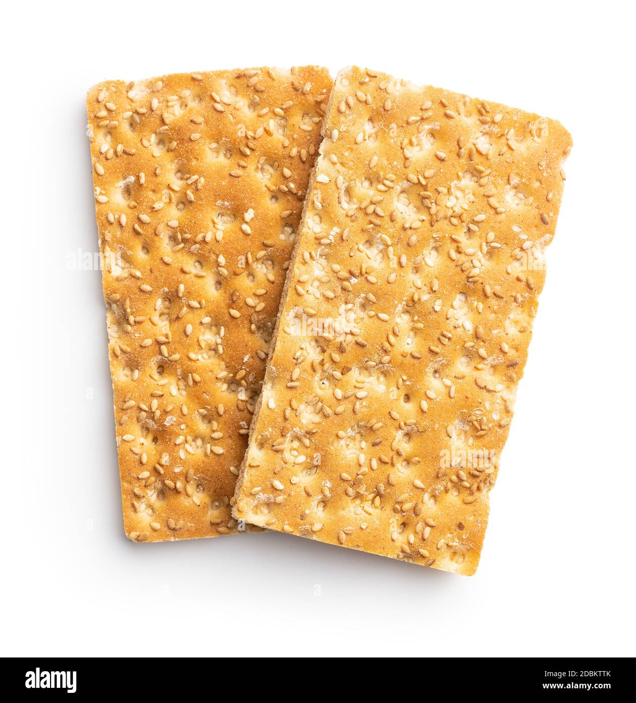 Knackebrot. Wholegrain crispbread with sesame seed isolated on white ...