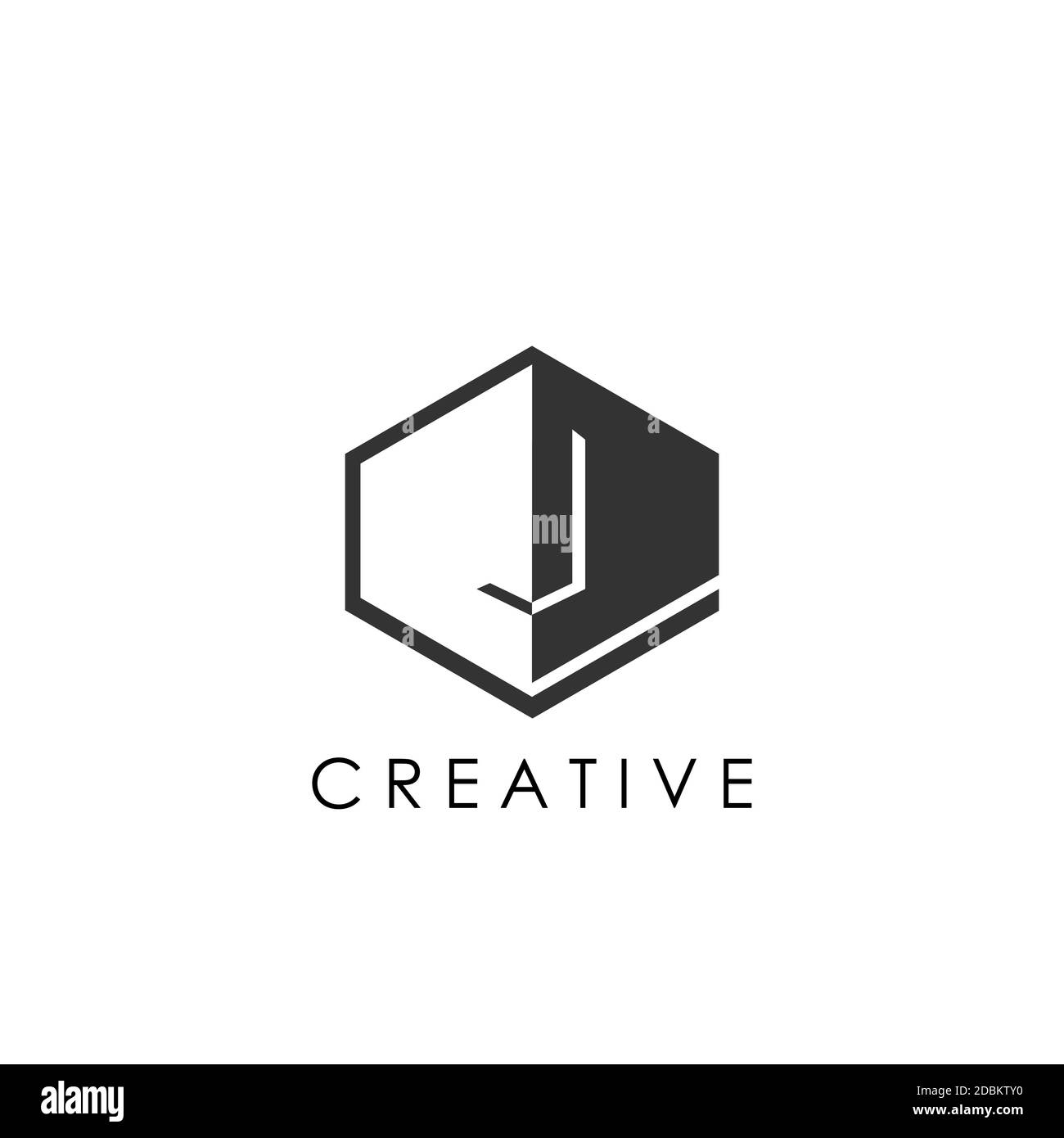 Minimal Geometric Letter J Initial Logo Concept Hexagon with negative ...
